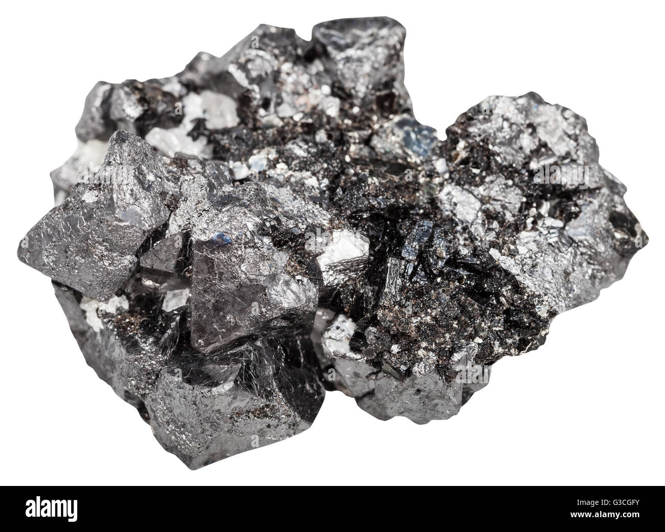 macro shooting of natural rock - druse of big crystals of magnetite ...