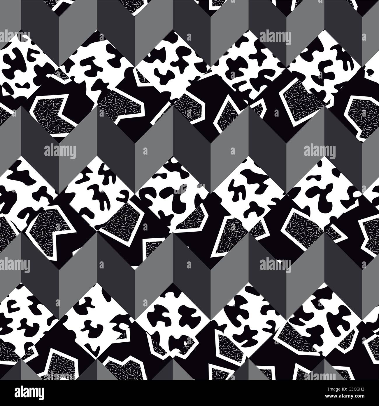 Retro Geometric Background Black And White