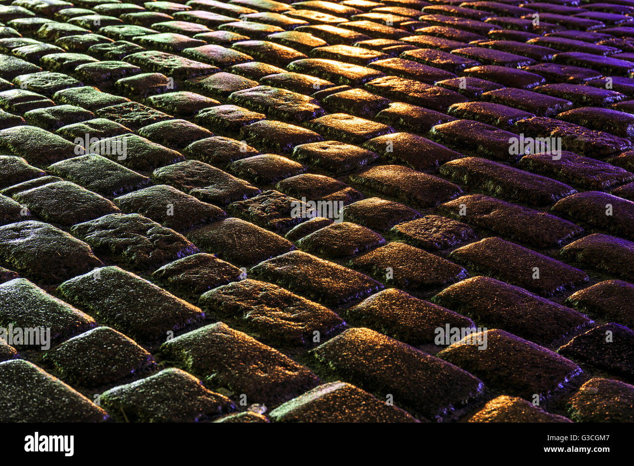 Wet pavement at night as an abstract background Stock Photo - Alamy