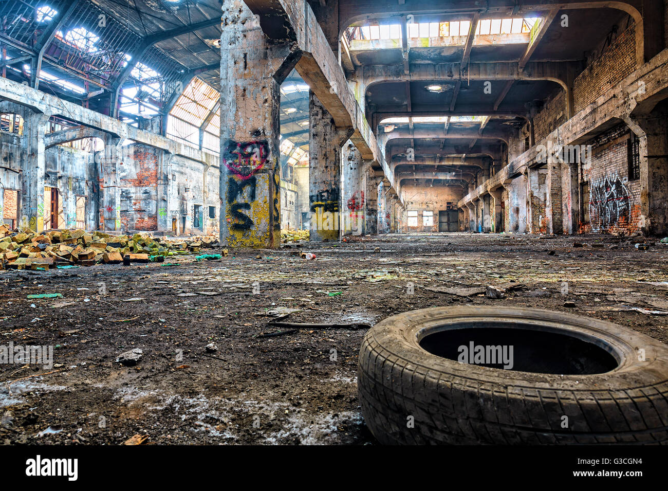 Old destroyed an abandoned factory.HDR-high dynamic range Stock Photo ...
