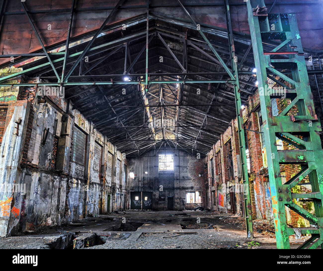 Old destroyed an abandoned factory.HDR-high dynamic range Stock Photo ...