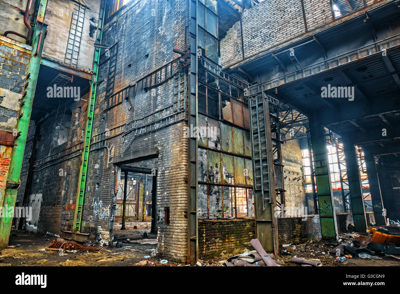 Old destroyed an abandoned factory.HDR-high dynamic range Stock Photo ...