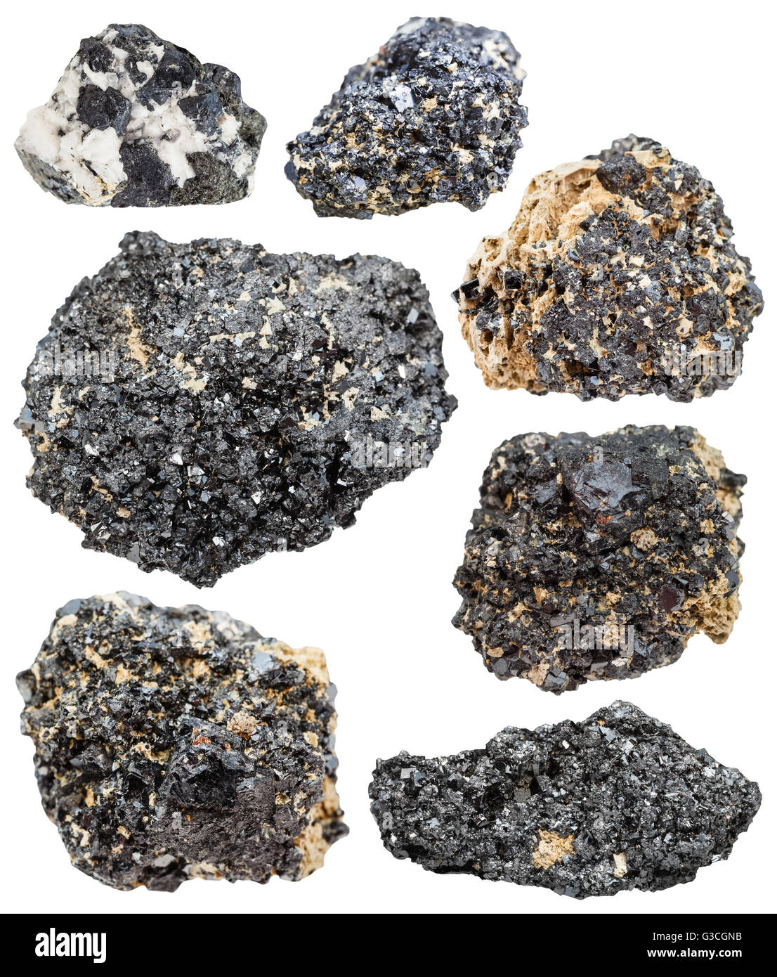 set of Perovskite mineral stones, crystals, natural rocks (titanium ore ...