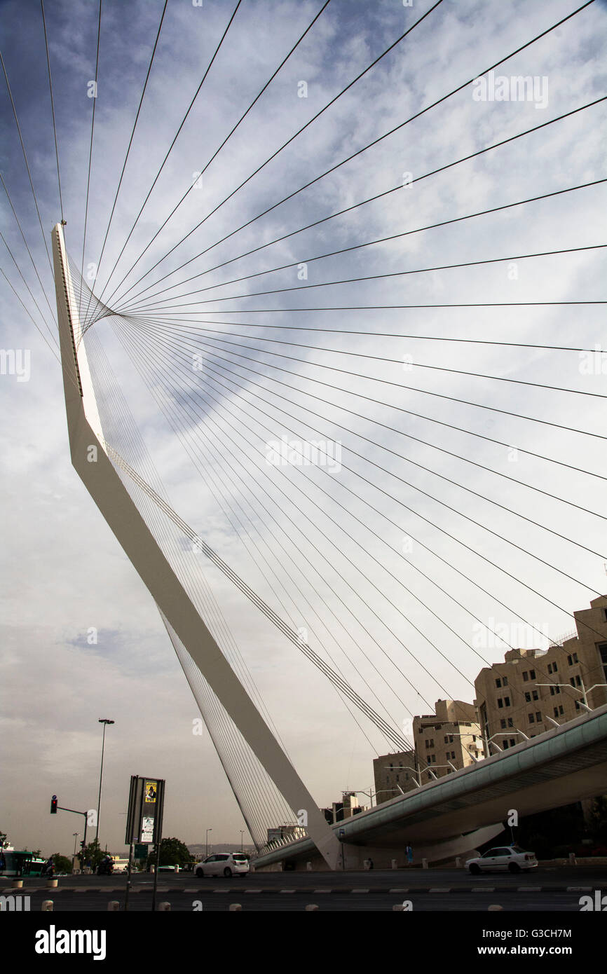 Israel, Jerusalem, Calatrava bridge, suspension bridge Stock Photo - Alamy
