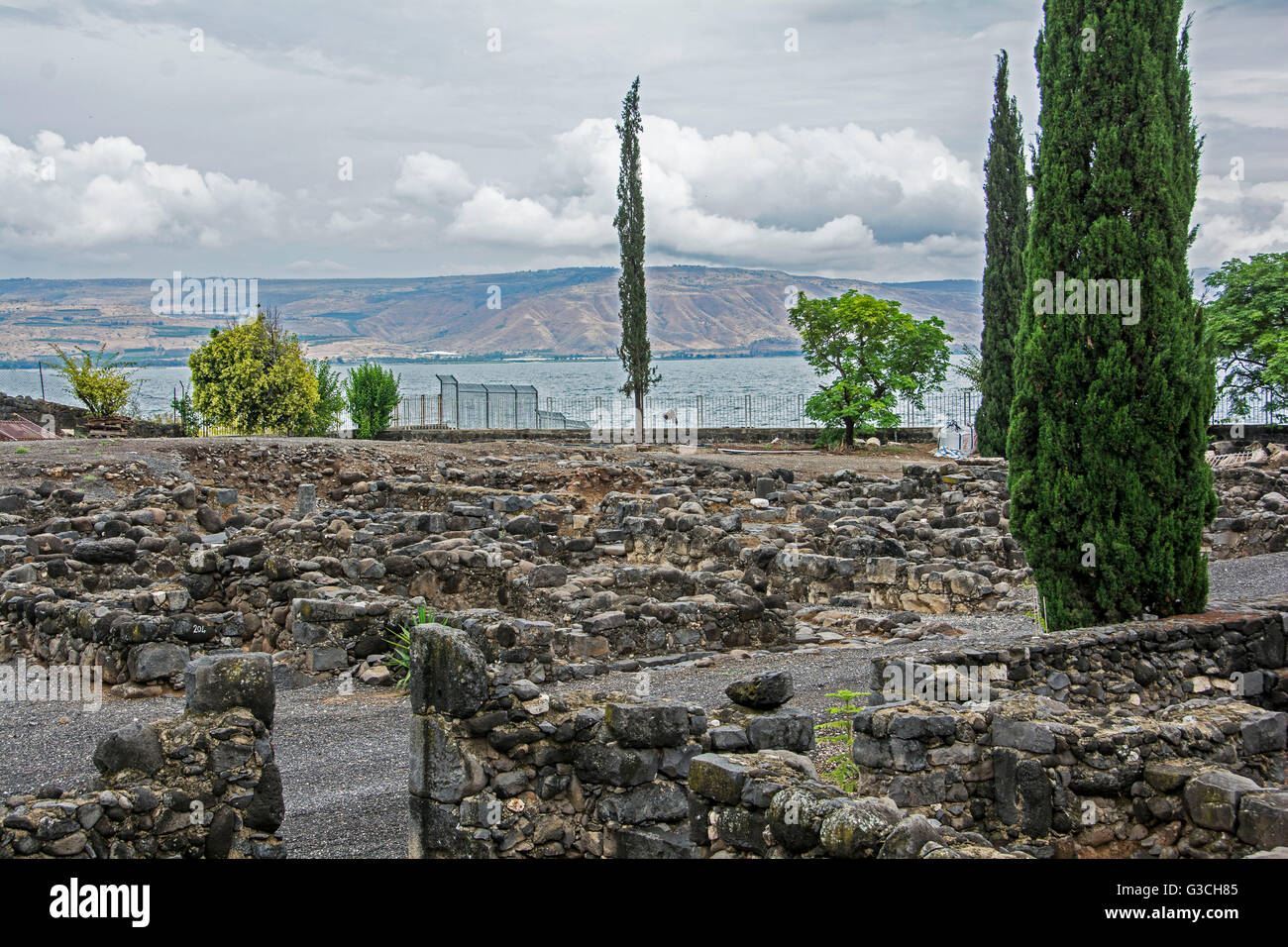 Israel, Capernaum, port town, landscape, the Sea of Galilee Stock Photo ...