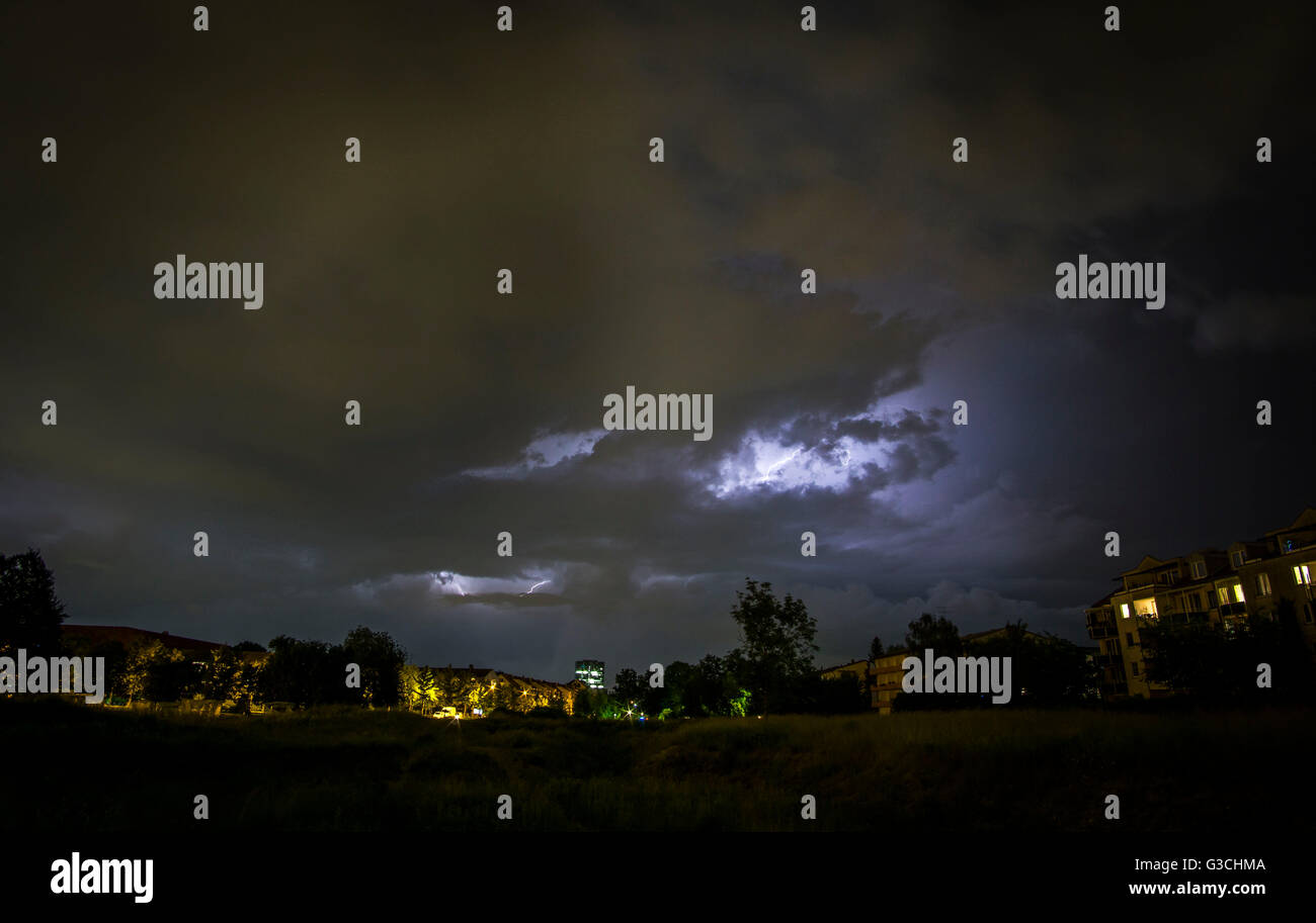 Long time exposure, storm, flash Stock Photo - Alamy