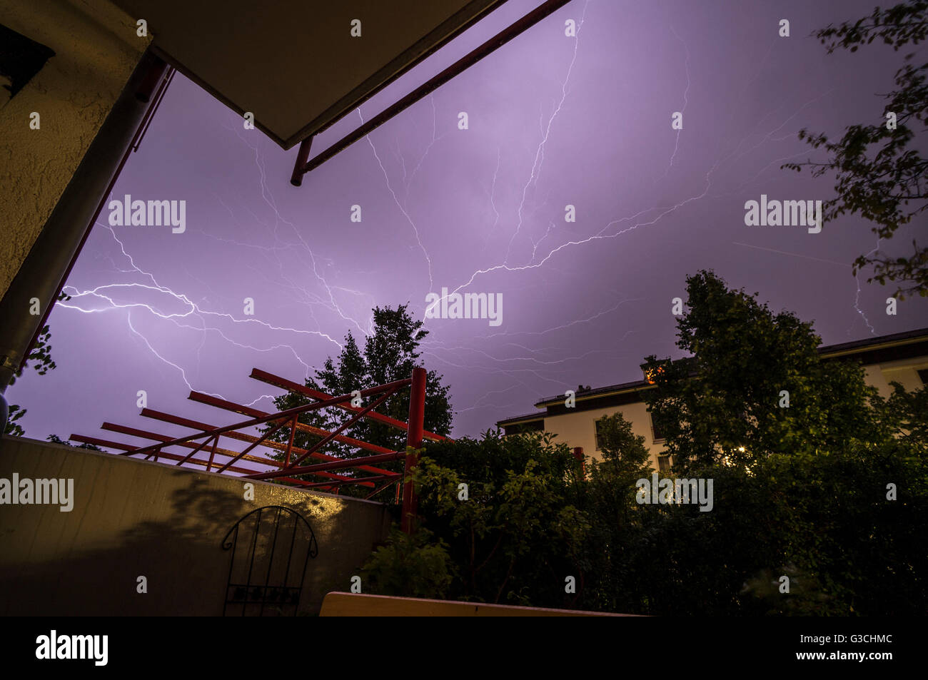 Long time exposure, storm, flash Stock Photo - Alamy