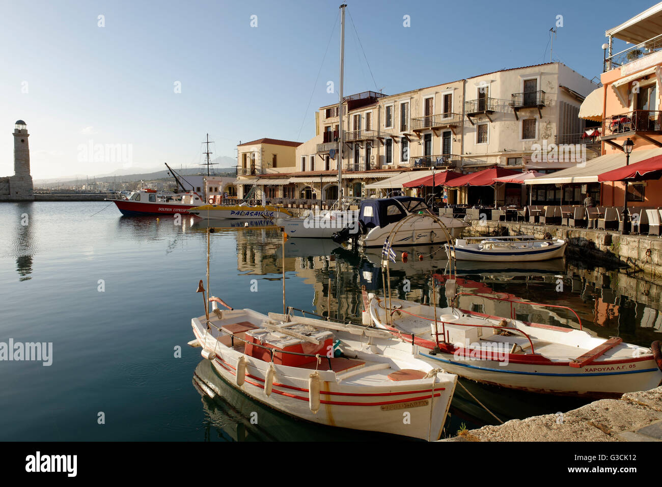 Venetian harbour of Rethimnon, Rethimnon district, Crete, Greece Stock ...