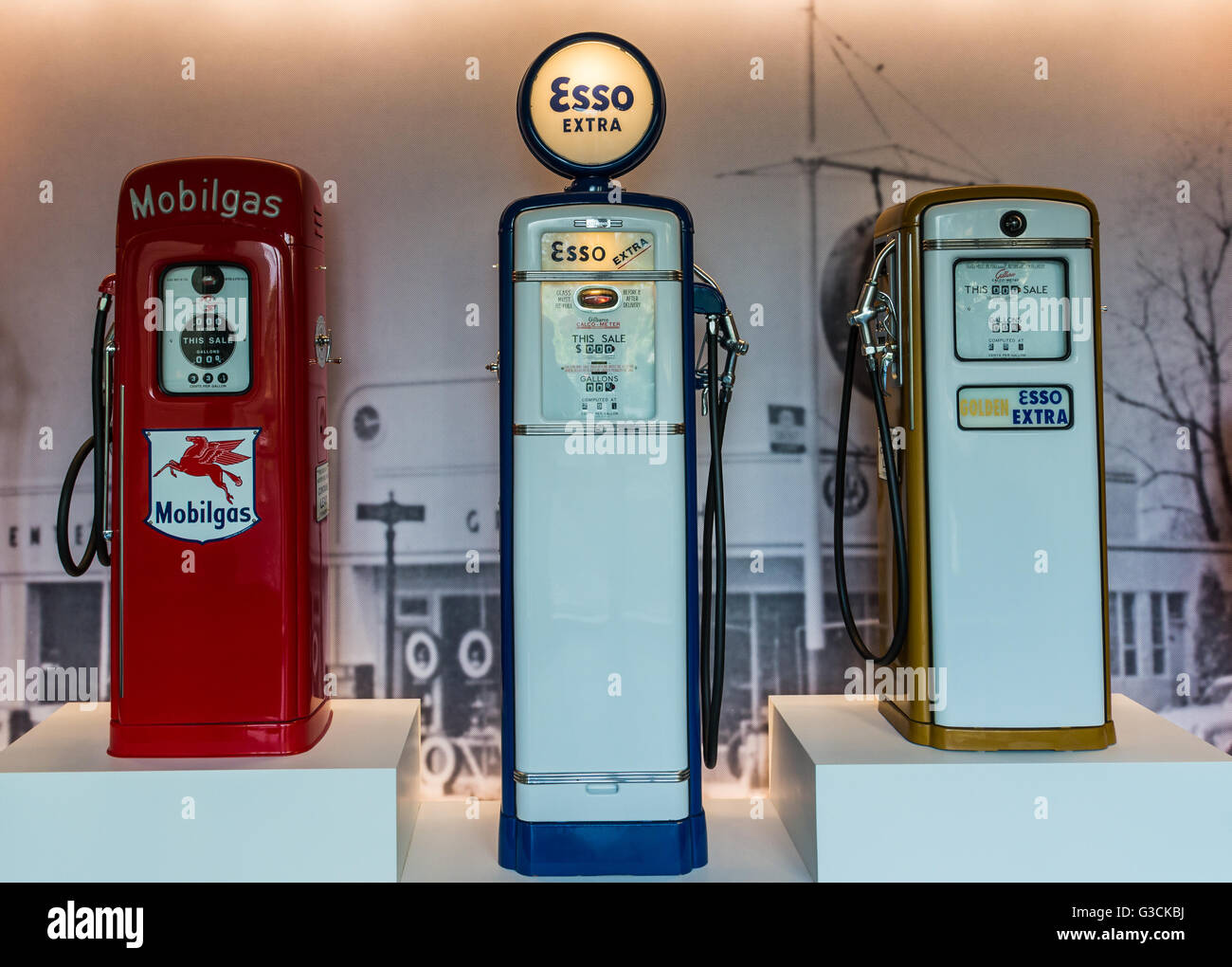 Vintage gas pumps in display Stock Photo - Alamy