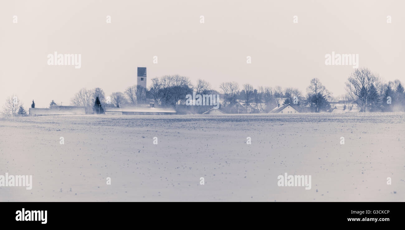Panorama Irsee in the Allgäu, white collection, winter, Germany ...