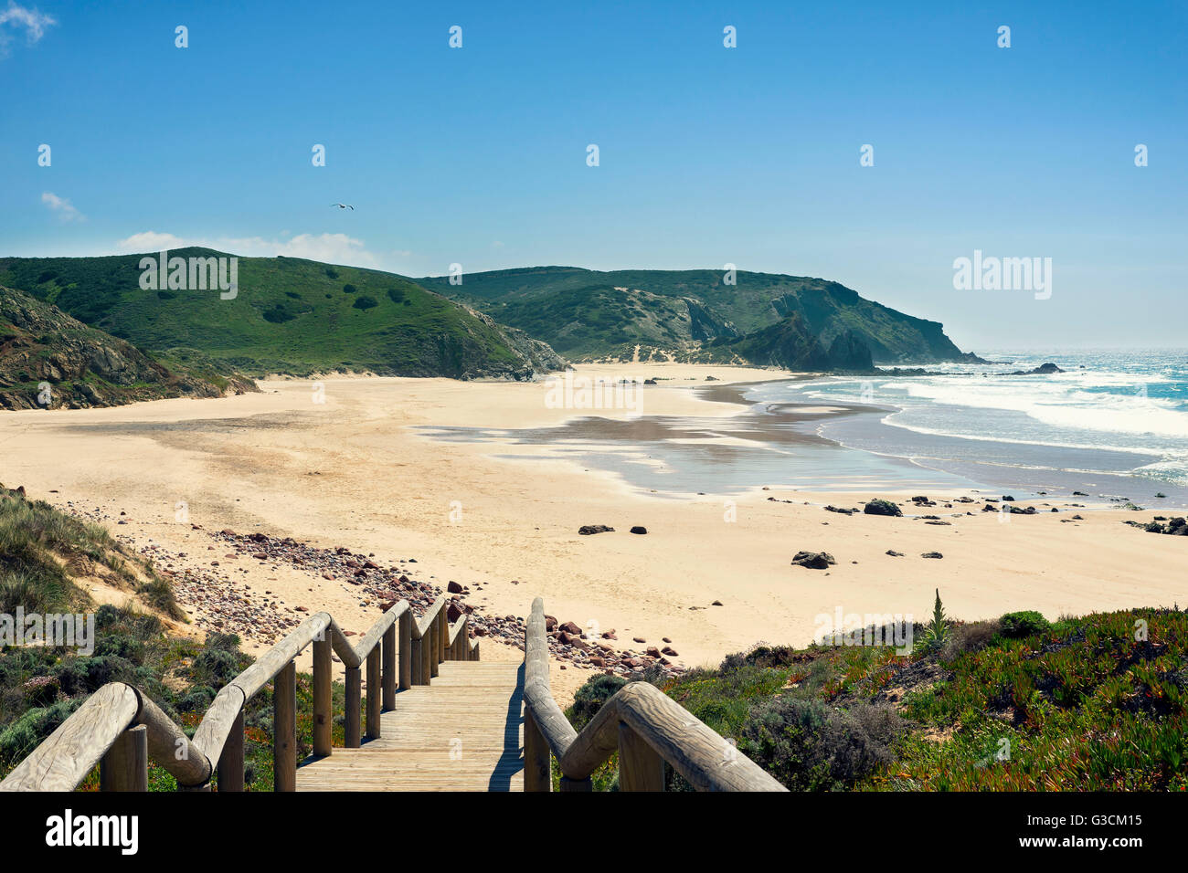 golden sandy beach in Portugal Stock Photo - Alamy