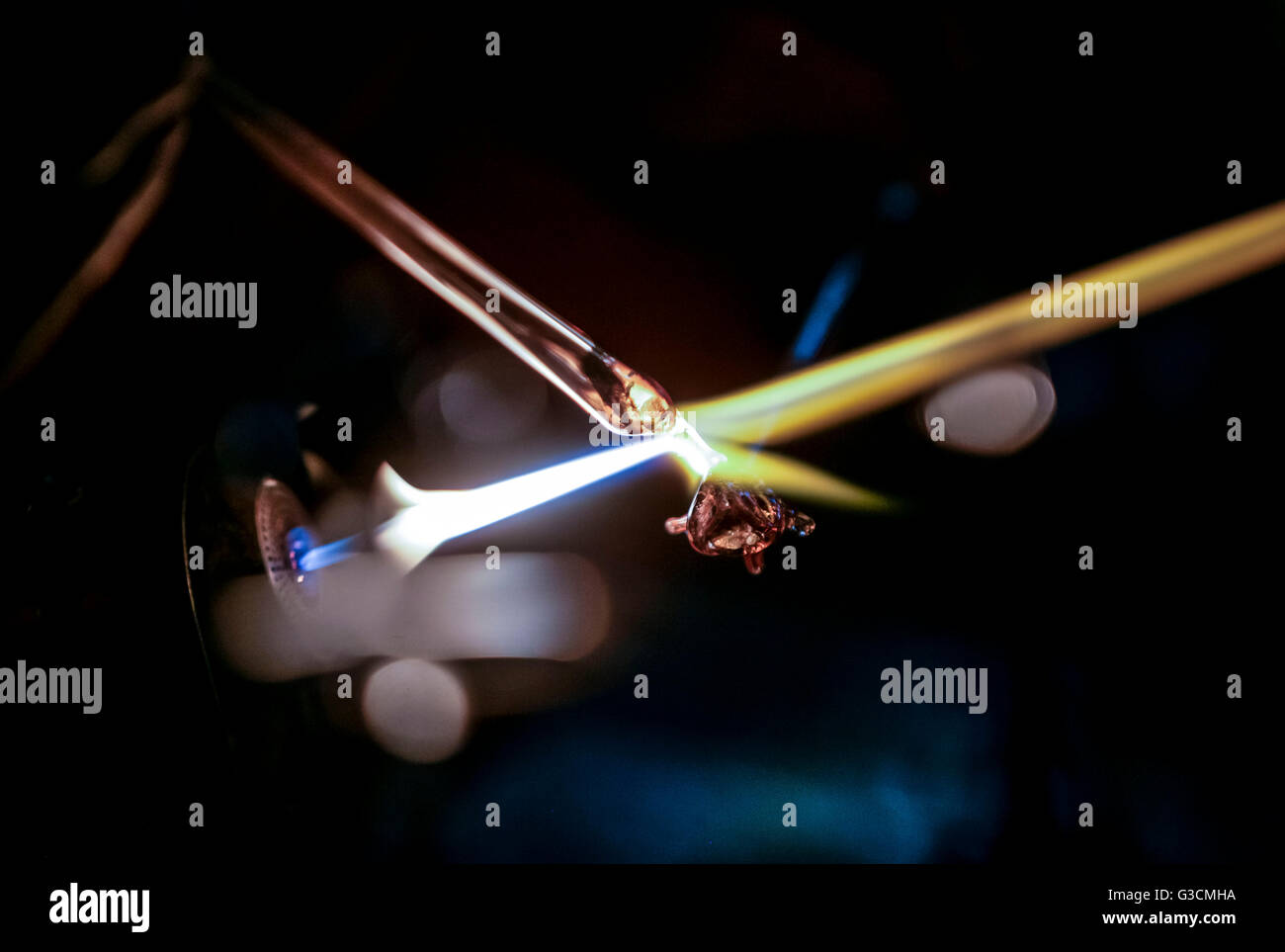 Fire ray on glass during glass production Stock Photo - Alamy