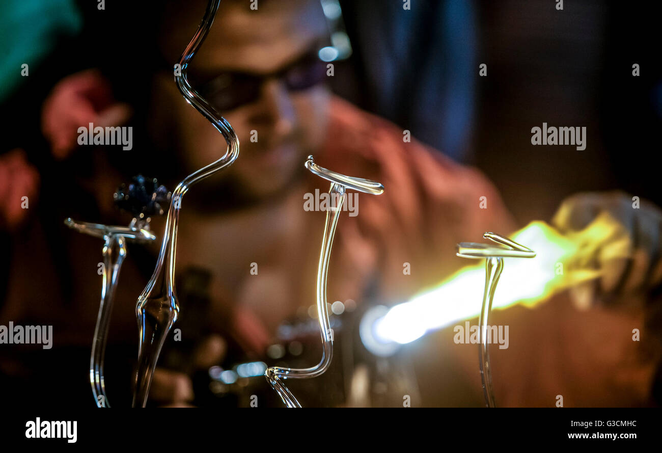 Fire ray on glass during glass production Stock Photo - Alamy