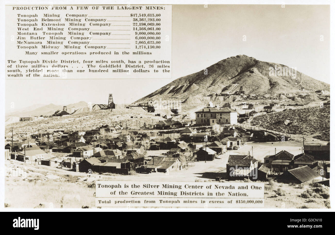View of Tonopah, Nevada, USA, the silver mining centre of the state ...
