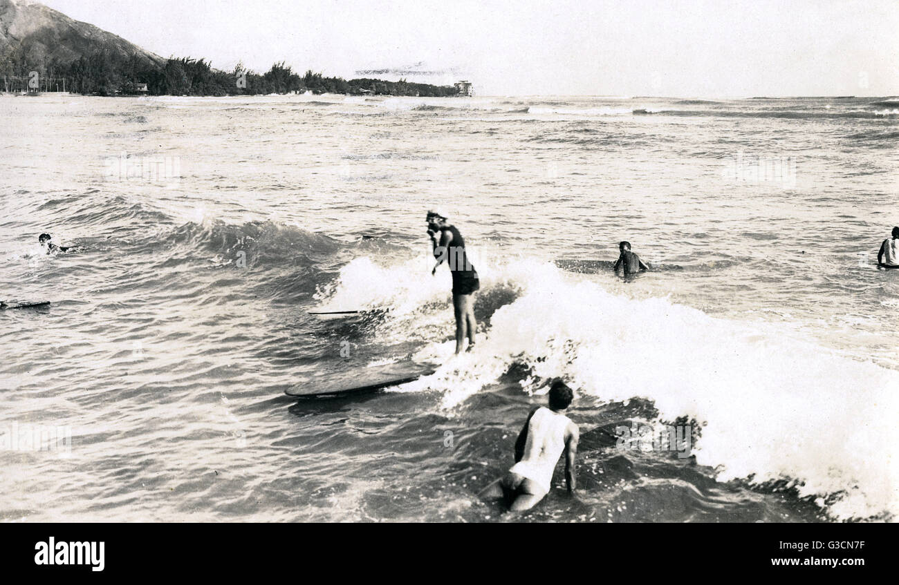 Surfing scene, Hawaii, USA Stock Photo - Alamy