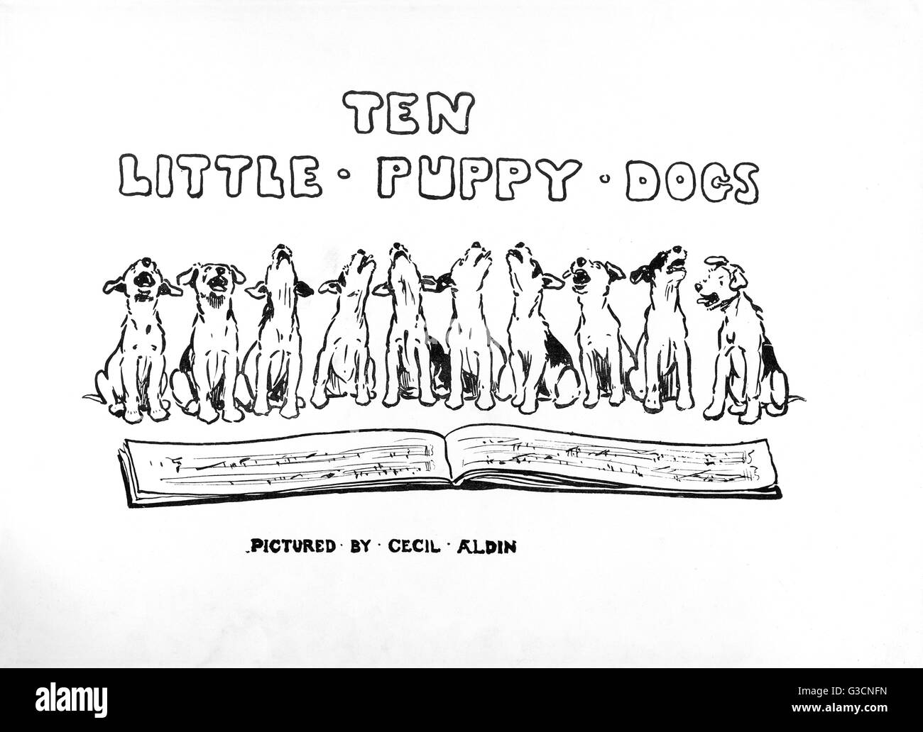 Title page design by Cecil Aldin, Ten Little Puppy Dogs Stock Photo - Alamy