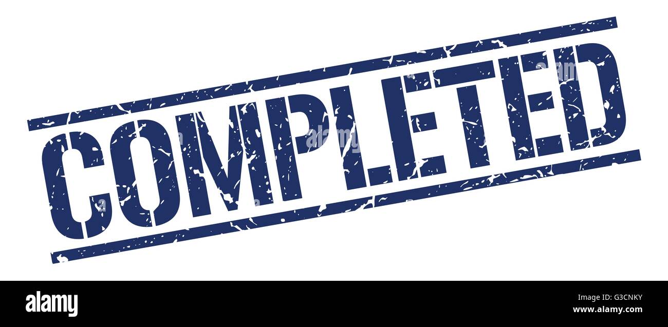 completed blue grunge square vintage rubber stamp Stock Vector Image & Art - Alamy