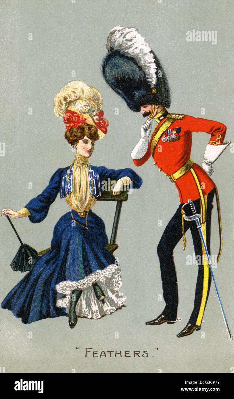 Officer of the British Guards admires a young lady Stock Photo - Alamy