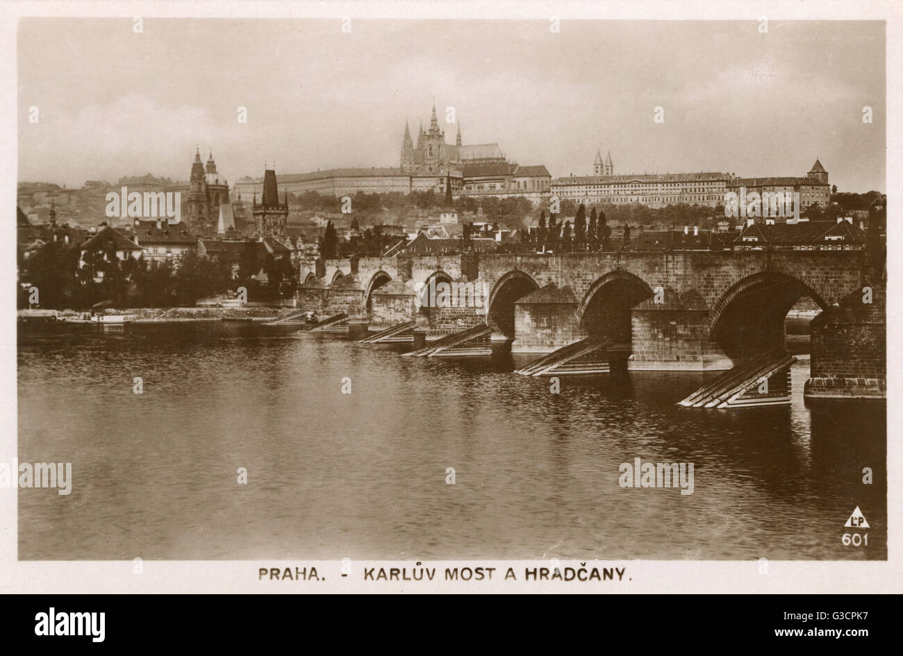 The historic Charles Bridge over the River Vltava in Prague, Czech ...
