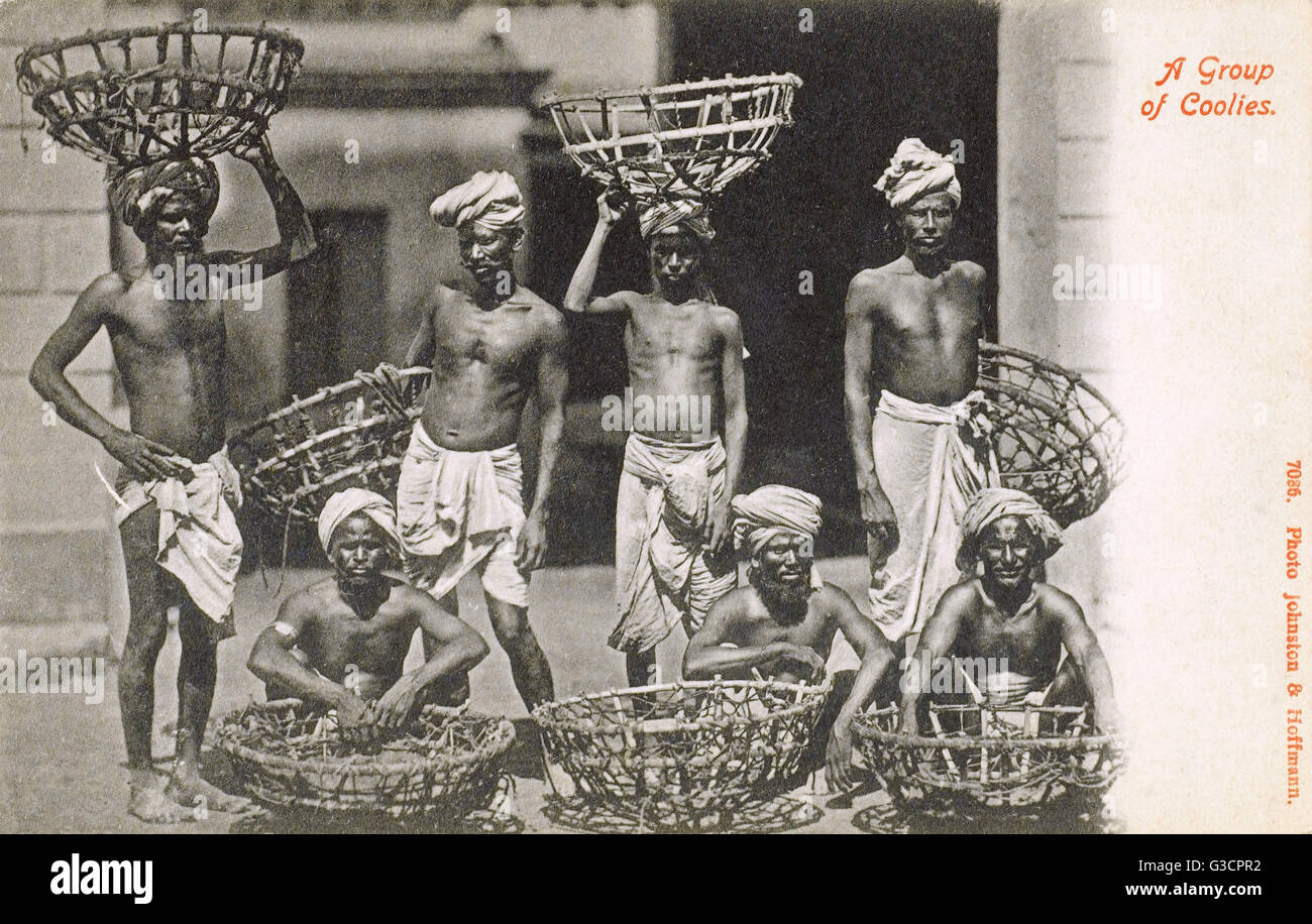 A group of Coolies, India. Historically, a coolie (variously spelled ...
