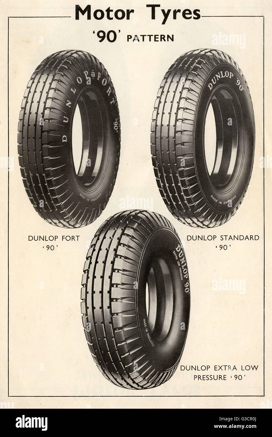 Motor Tyres '90' Pattern - Dunlop - Three styles Stock Photo - Alamy