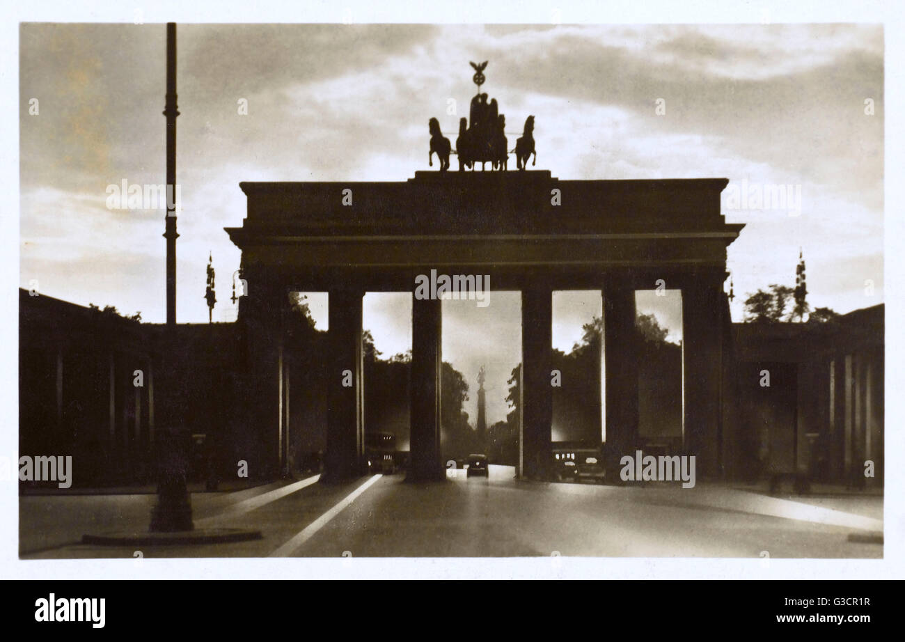 Berlin, Germany - Brandenburg Gate in the late evening light, casting ...