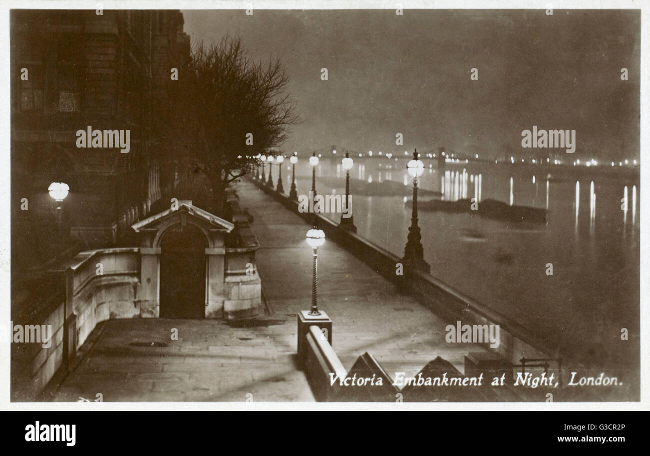Victoria Embankment at night - London, England Stock Photo - Alamy