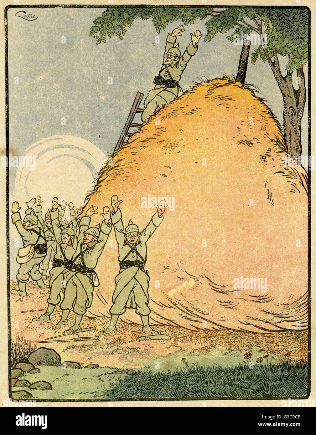 Cartoon, German soldiers surrendering, WW1 Stock Photo - Alamy