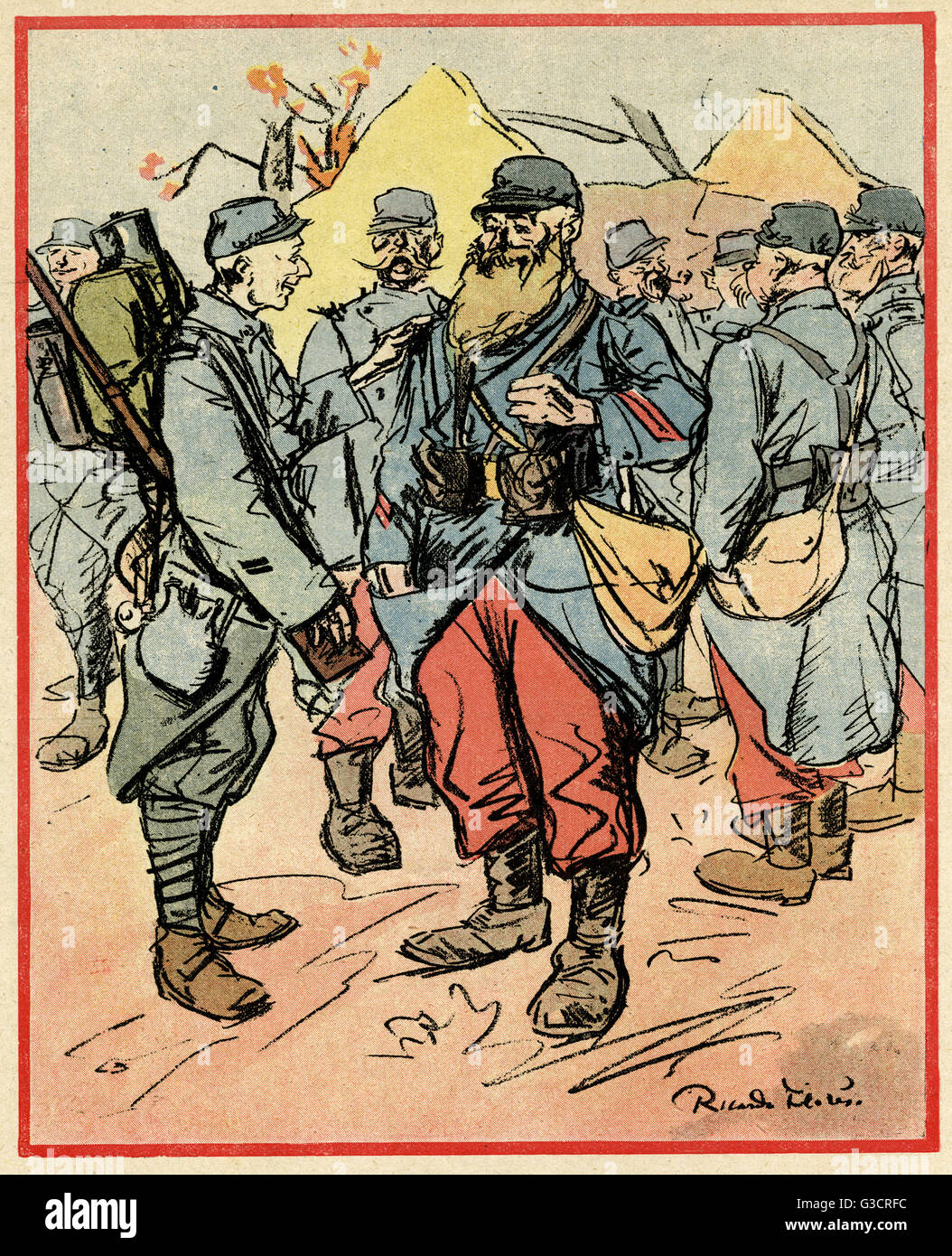 Cartoon, Encounter, WW1 Stock Photo - Alamy