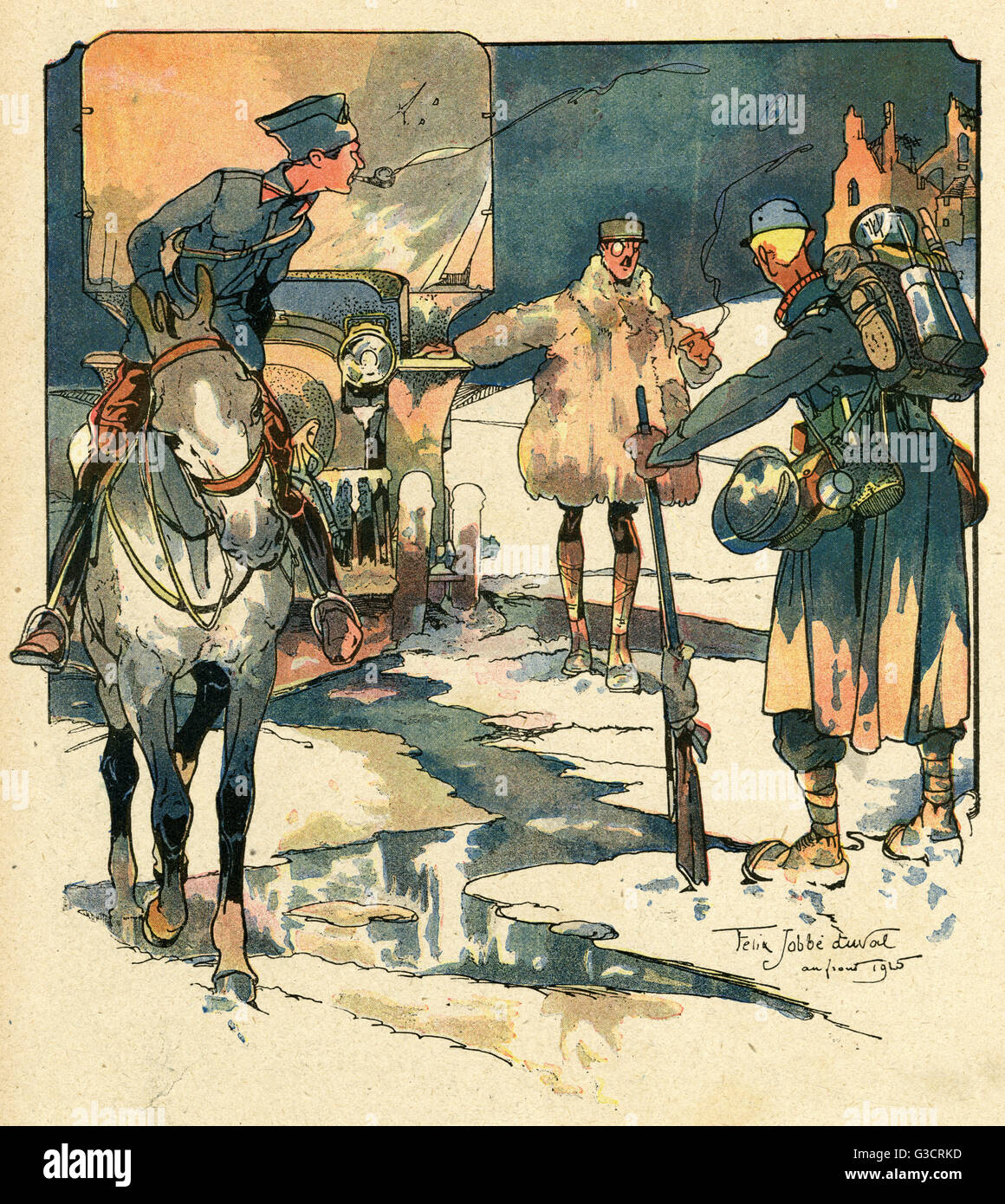 Cartoon, Troop transport, WW1 Stock Photo - Alamy