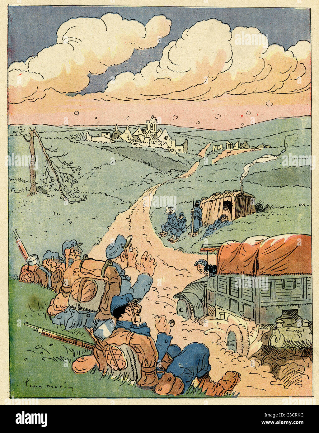 Cartoon, A question of speed, WW1 Stock Photo - Alamy