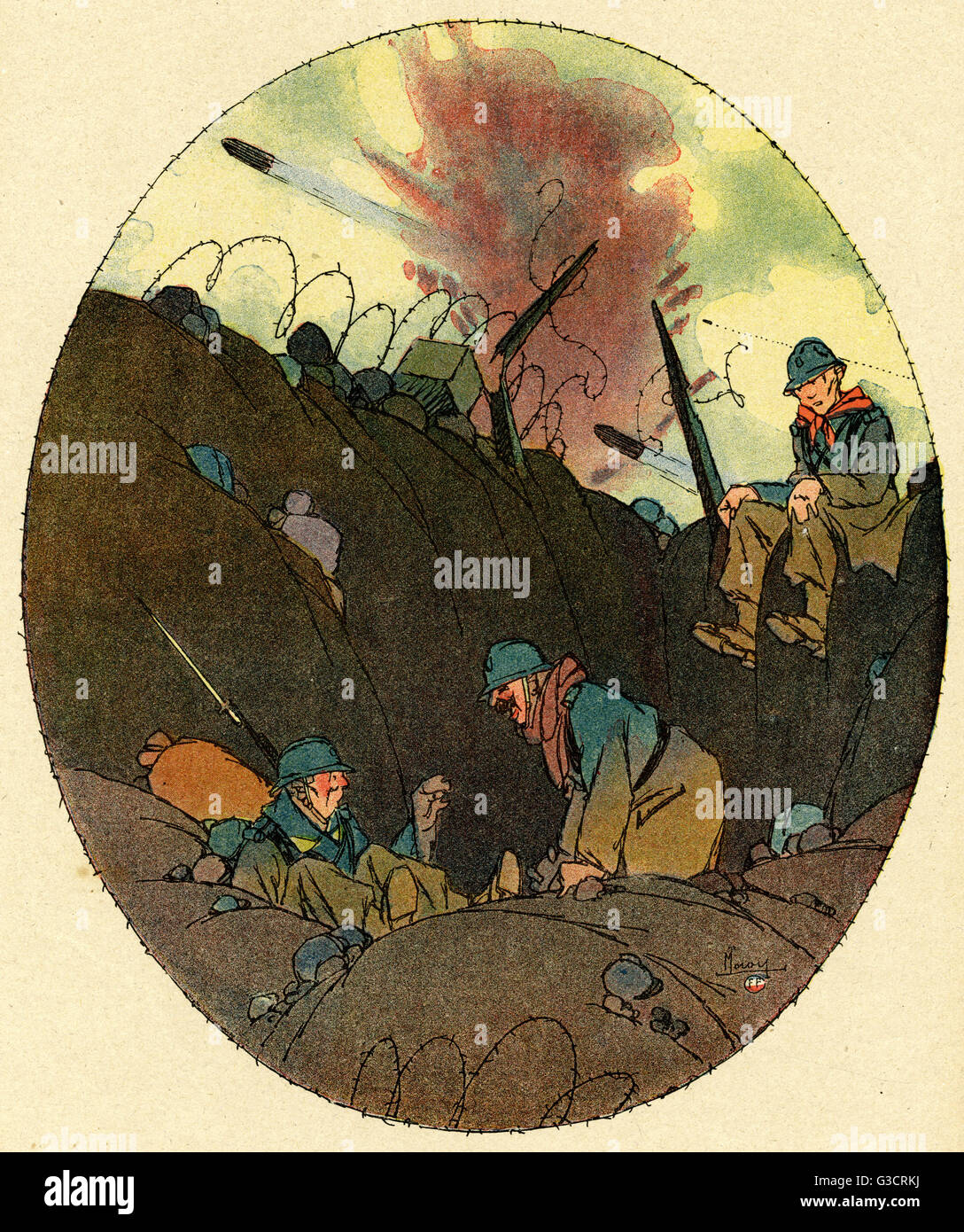 Cartoon, After the explosion, WW1 Stock Photo - Alamy