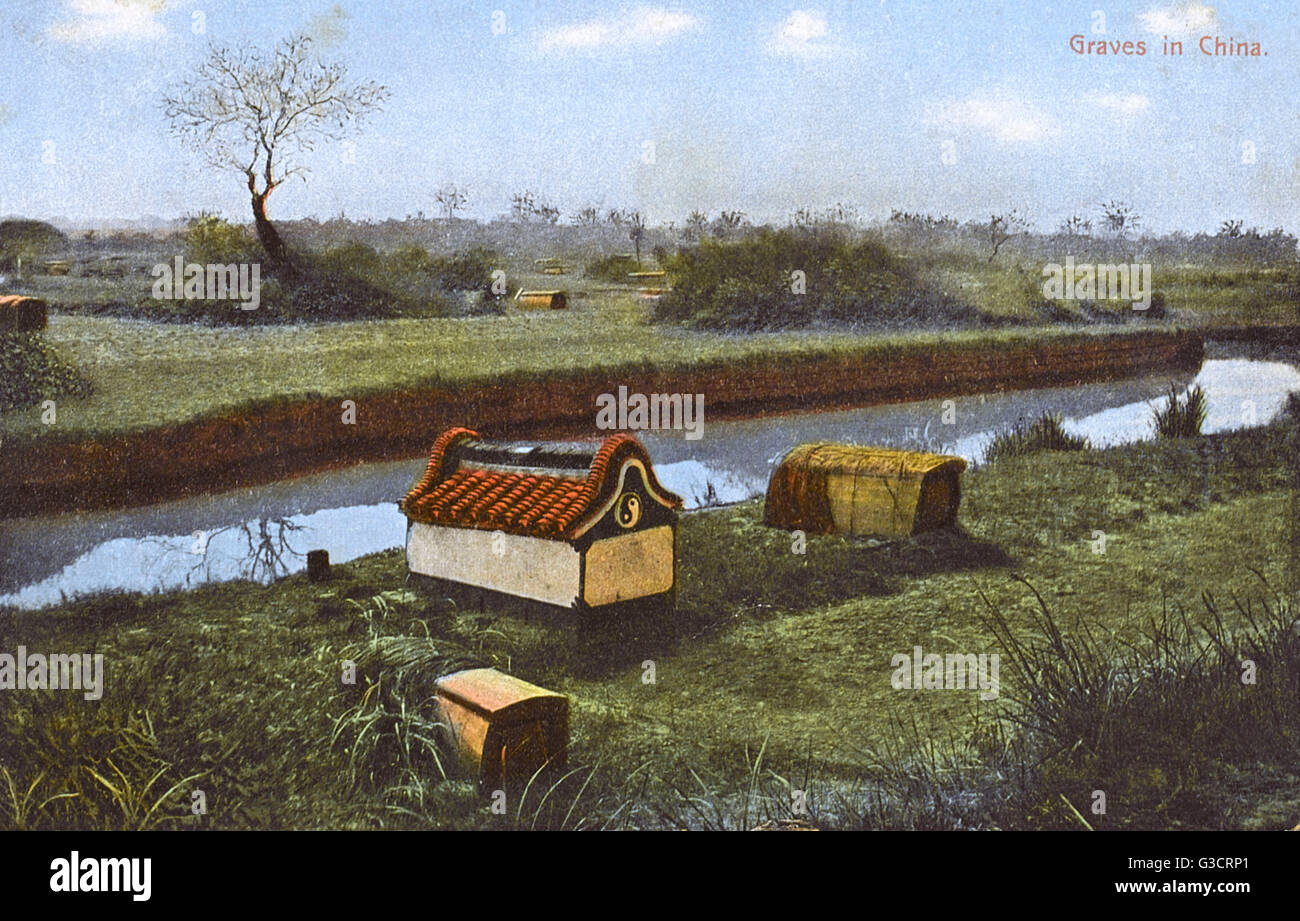 China - graves alongside a waterway Stock Photo - Alamy