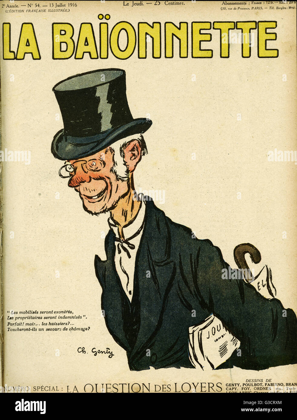 Front cover, La Baionnette, WW1 Stock Photo - Alamy