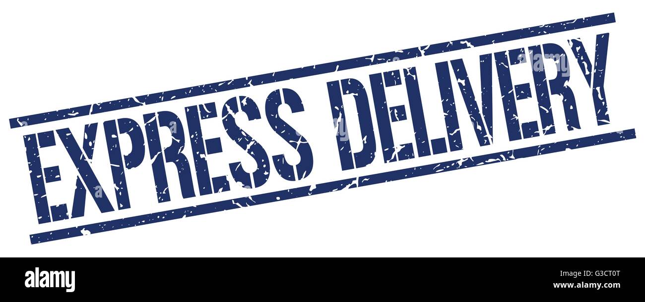 express delivery blue grunge square vintage rubber stamp Stock Vector ...