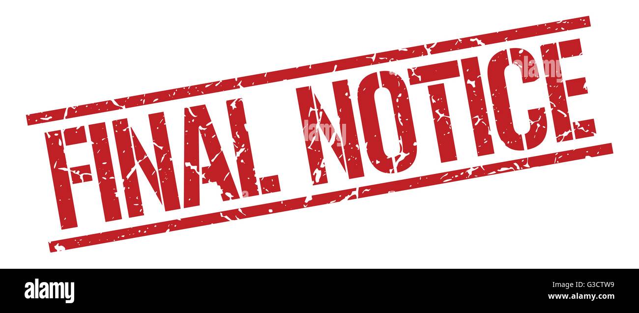 final notice red grunge square vintage rubber stamp Stock Vector Image ...