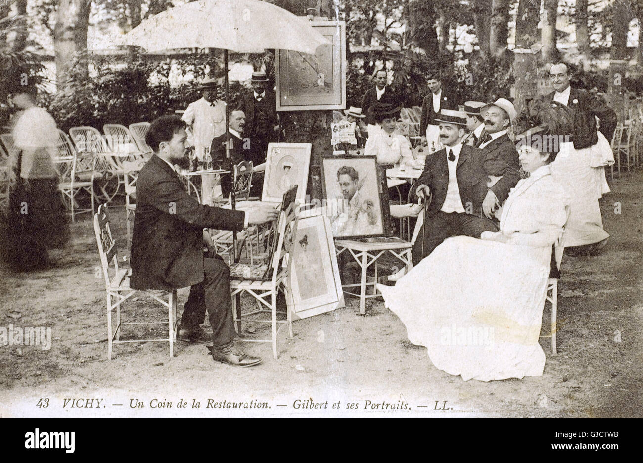 Portrait Artist Gilbert at work at Vichy Stock Photo - Alamy