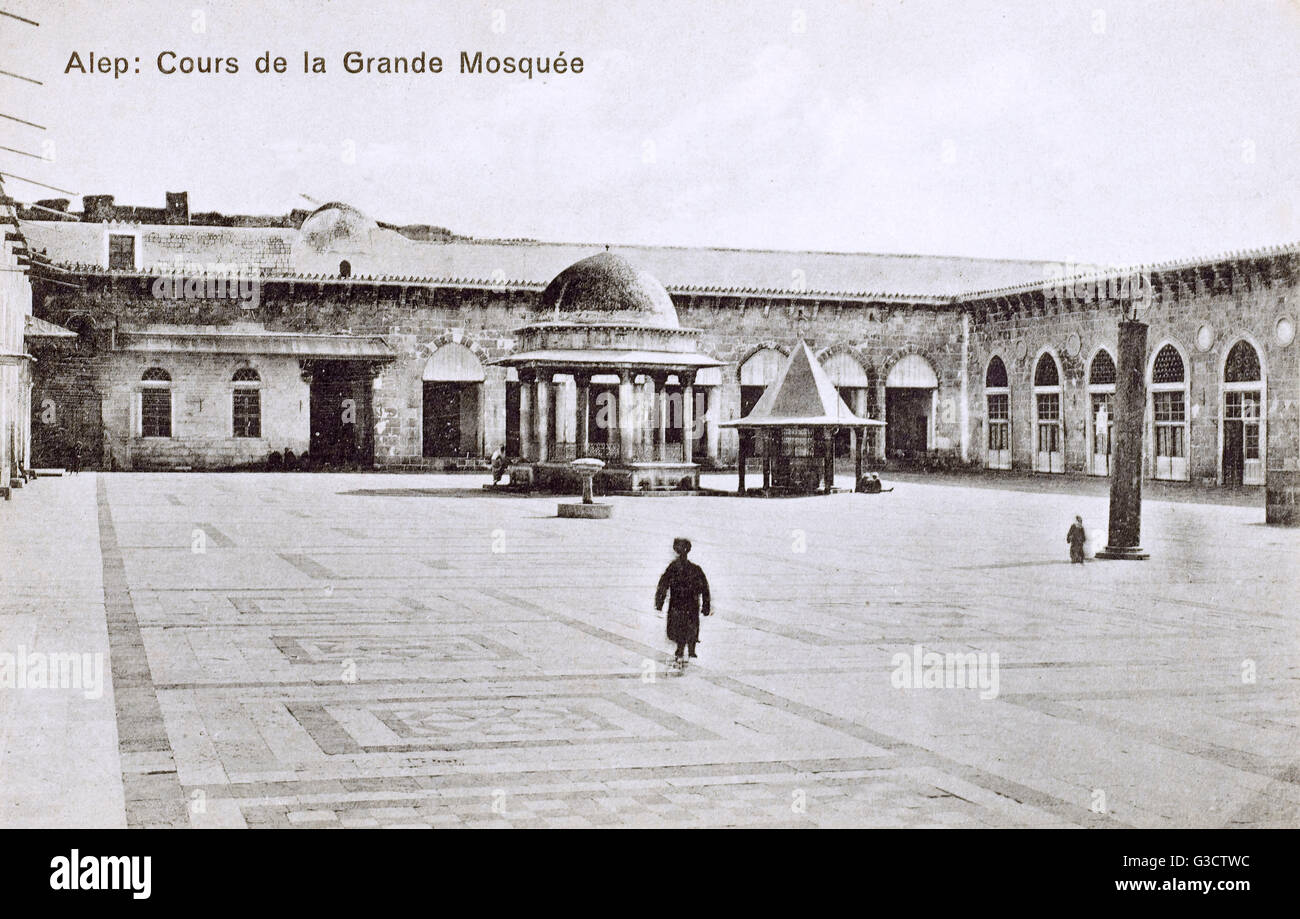 Aleppo, Syria - The courtyard of the Great (Umayyad) Mosque Stock Photo ...