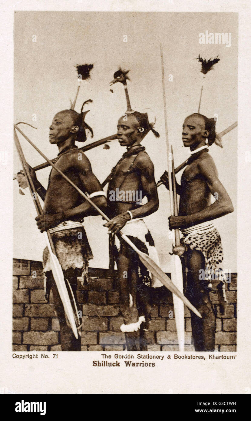 Three Shilluk Warriors of the Upper Nile, Sudan, Africa Stock Photo - Alamy