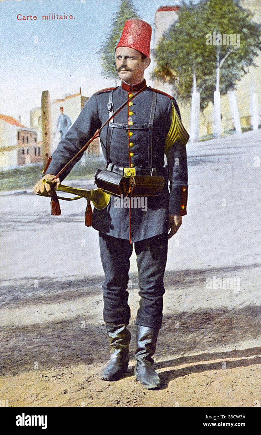 Turkish Soldier with fez and Bugle Stock Photo - Alamy