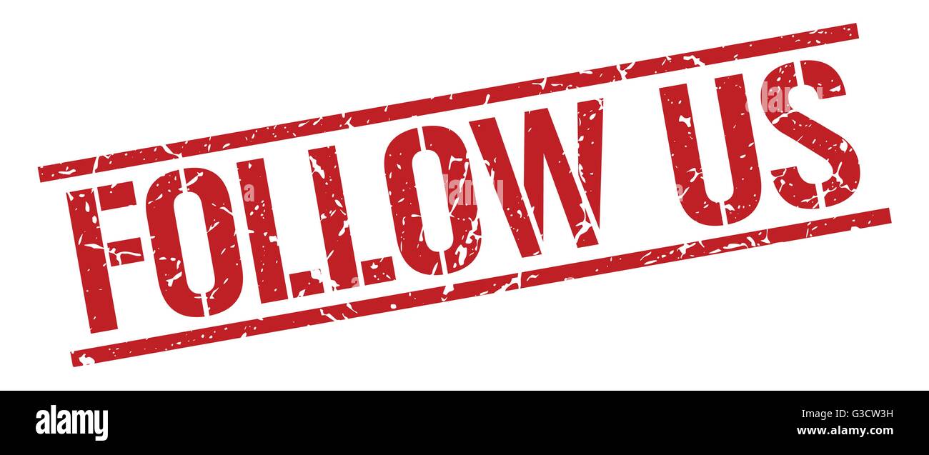 follow us red grunge square vintage rubber stamp Stock Vector Image ...