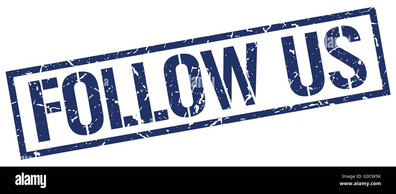 follow us blue grunge square vintage rubber stamp Stock Vector Image ...