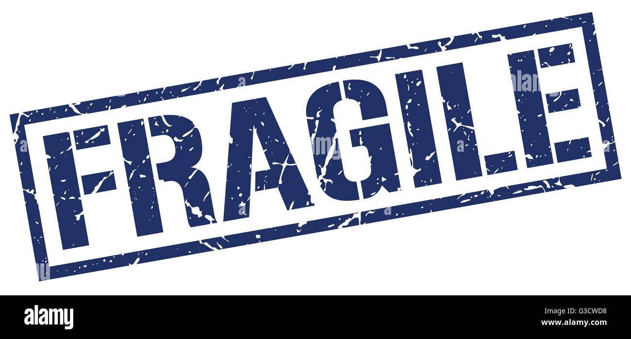 fragile blue grunge square vintage rubber stamp Stock Vector Image ...