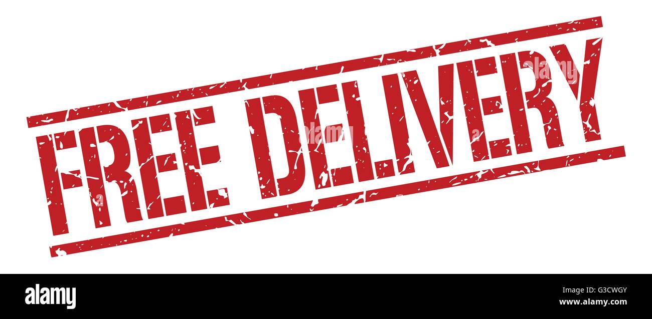 free delivery red grunge square vintage rubber stamp Stock Vector Image ...