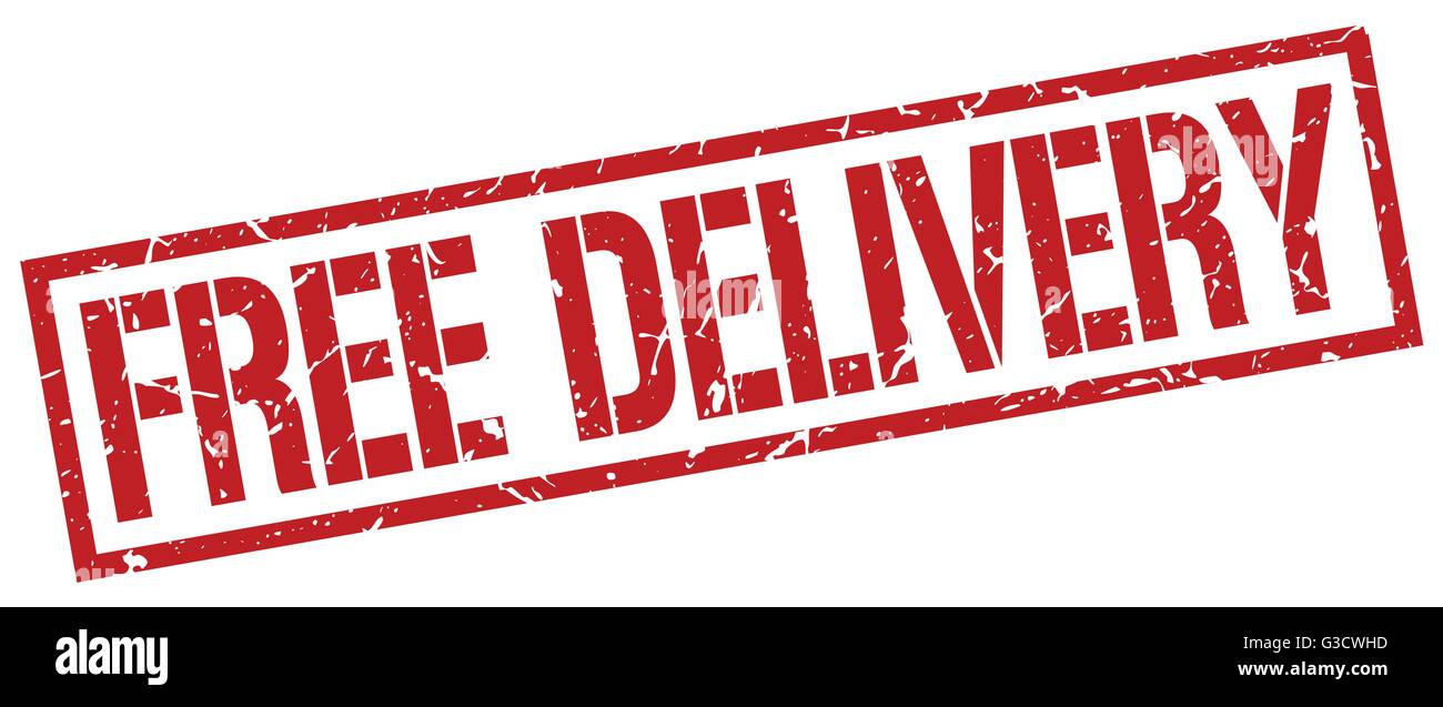 free delivery red grunge square vintage rubber stamp Stock Vector Image ...