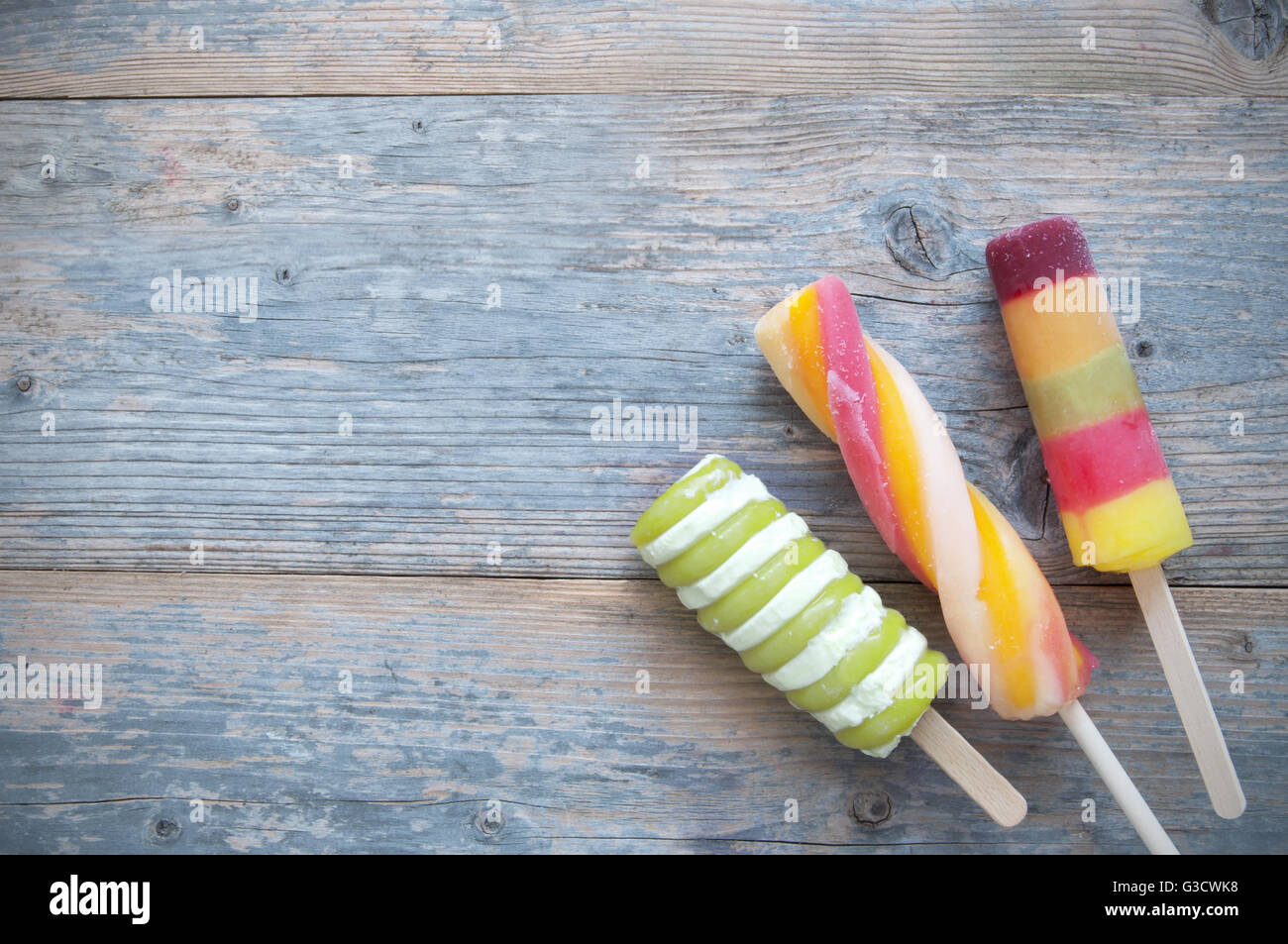 Three frozen ice lolly flavors hi-res stock photography and images - Alamy