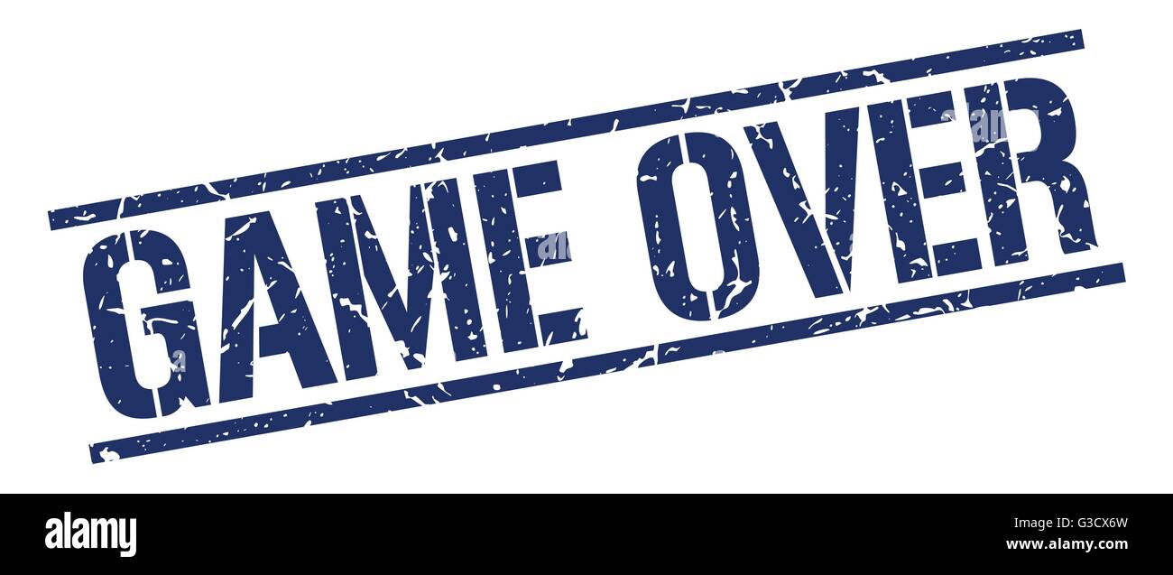 game over blue grunge square vintage rubber stamp Stock Vector Image ...