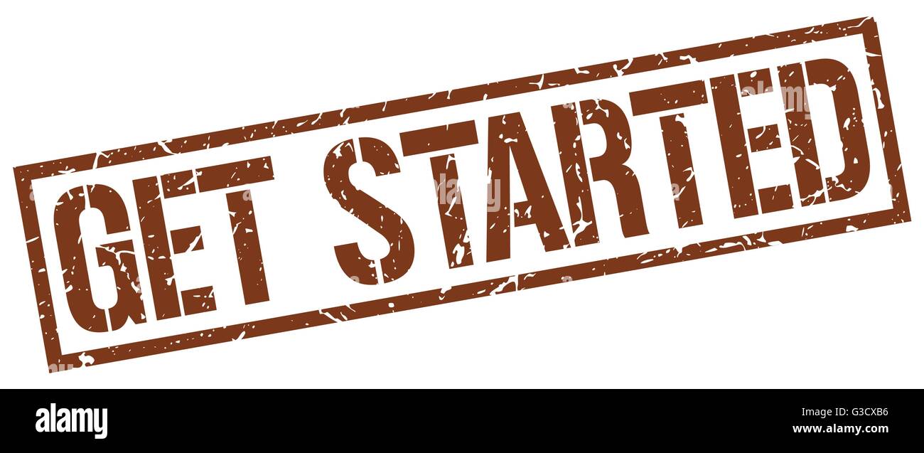 get started brown grunge square vintage rubber stamp Stock Vector Image ...