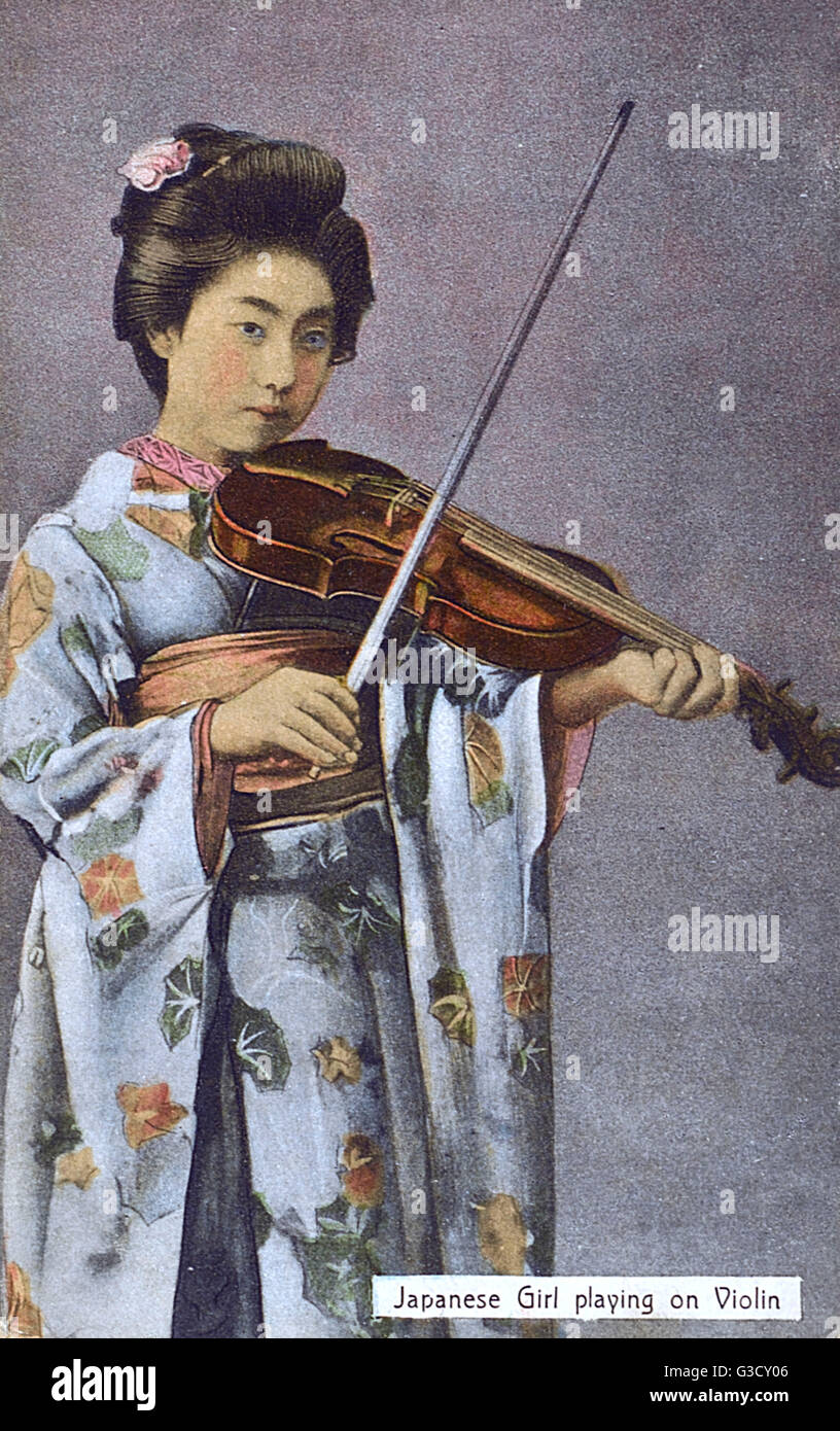 Japan - Geisha Girl playing the Violin Stock Photo - Alamy