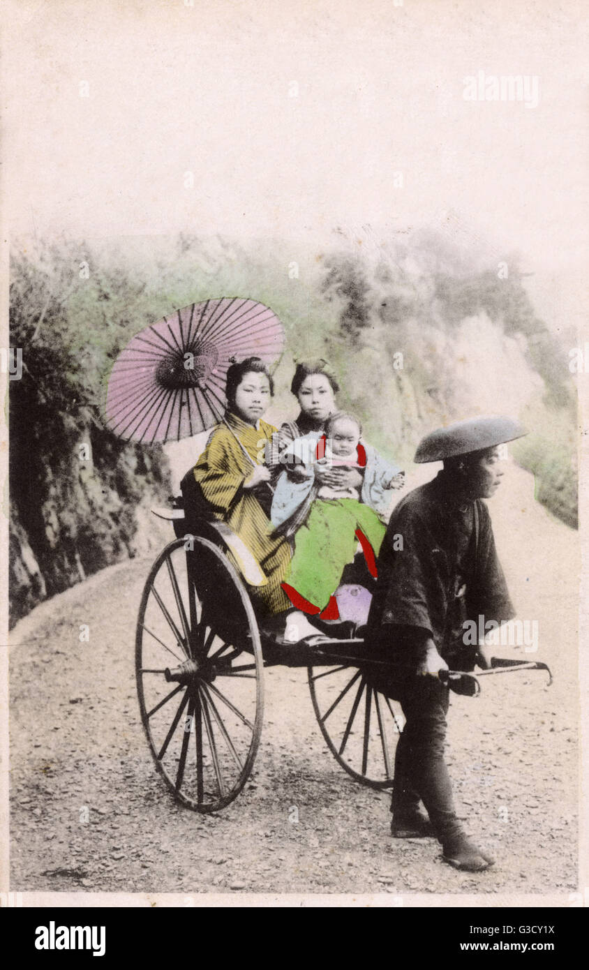Japan two japanese women baby take rickshaw hi-res stock photography ...